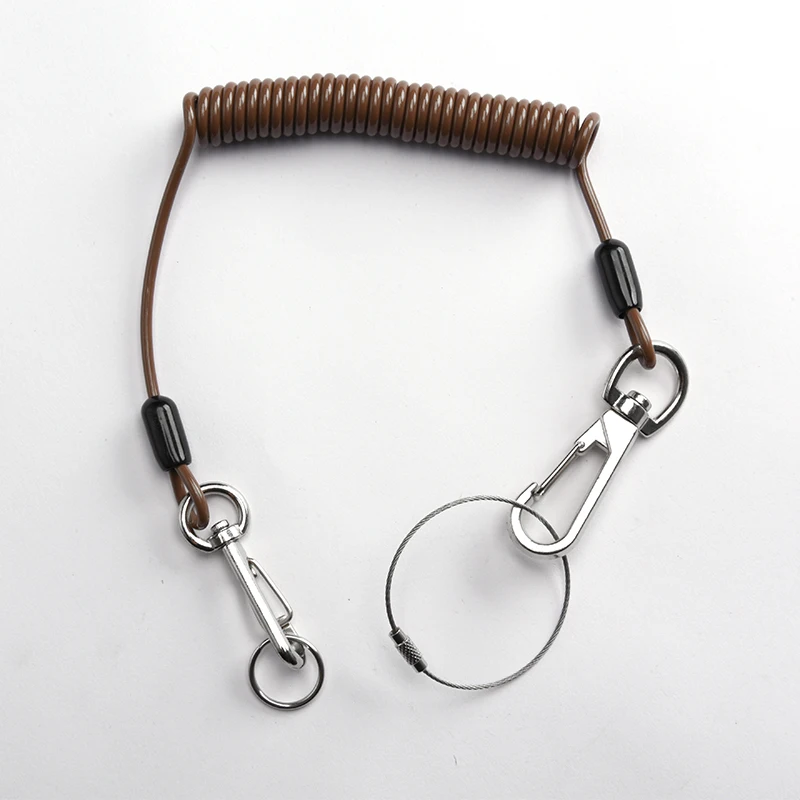 Retractable Safety Steel Wire Coiled Lanyard with Lock Carabiners