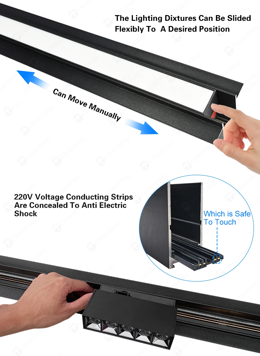 Pny 48v Magnetic Track Light System Recessed Focus Lamp Linear ...