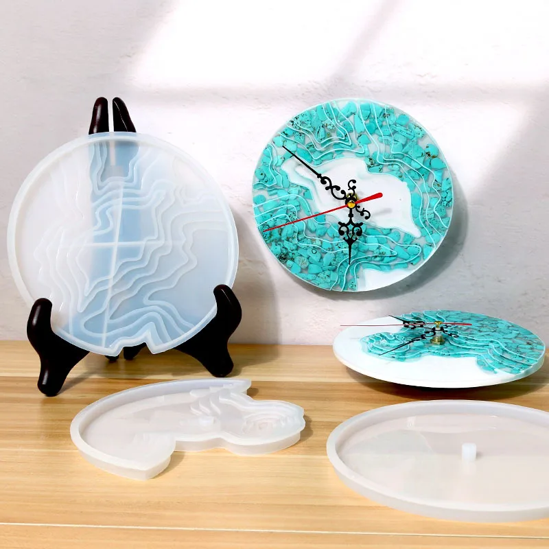 Handmade Round Wall Clock Silicone Mold Island Style Resin Clock Molds ...