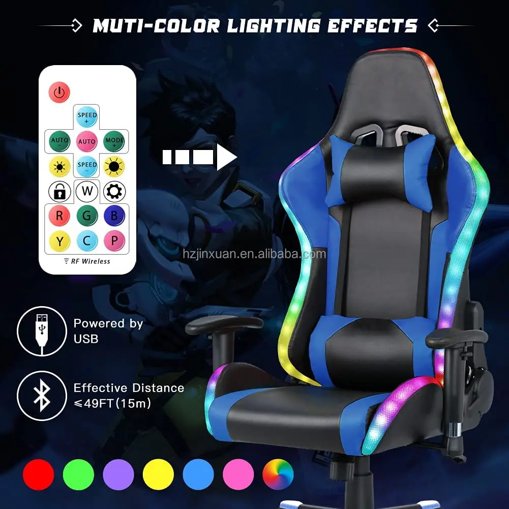 Rgb Silla Gamer Con Luces Rgb Led Gaming Chair With Speakers For Female ...