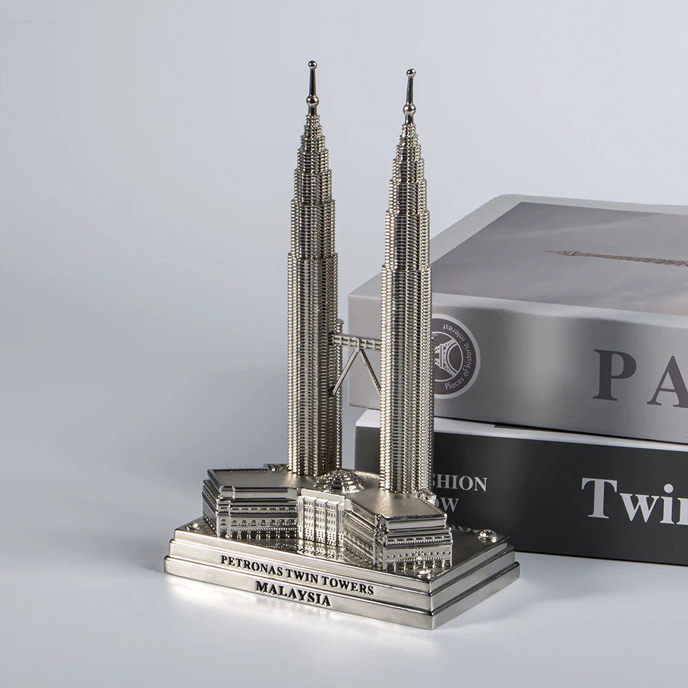 Custom Luxury 3D Antique Brass Metal Twin Towers Oman Model