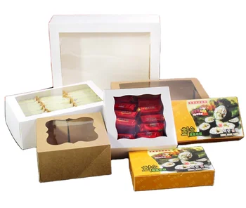 Brown Mini Cake Boxes With Window Small Cookie Boxes Bakery Take Out ...