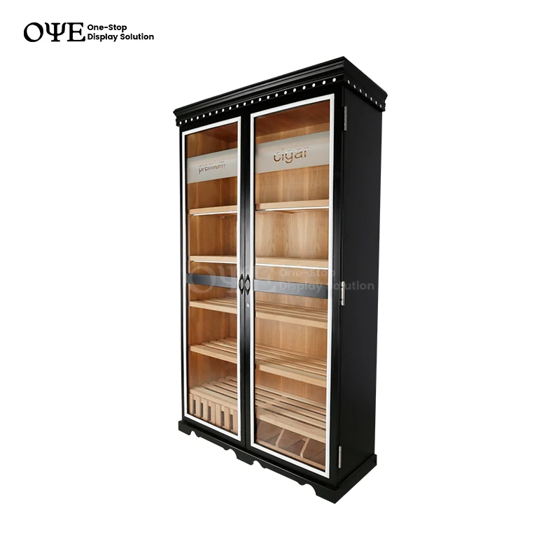 Wooden Cigar Showcase - Elegant Display for Smoke Shops