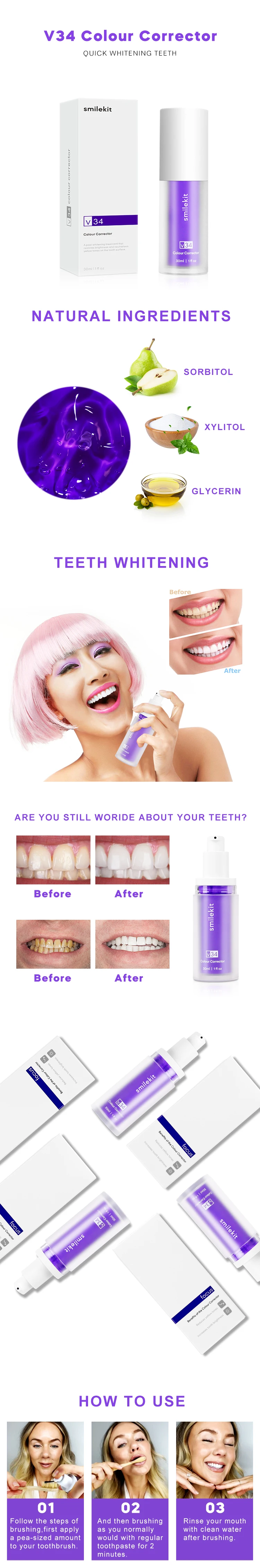 Daily Oral Care V34 Toothpaste V34 Colour Corrector Serum - Buy V34 ...