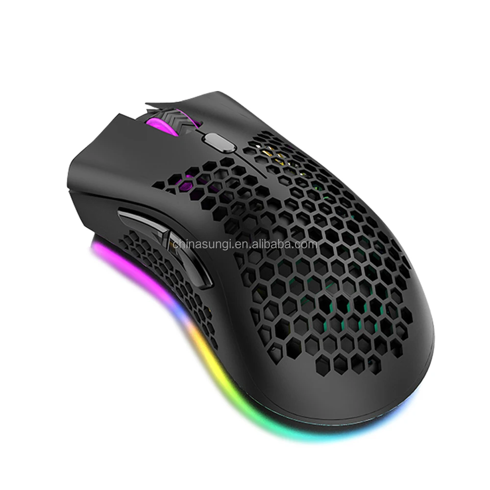 RGB Gaming Mouse Wireless Rechargeable Ergonomic Design Lightweight ...