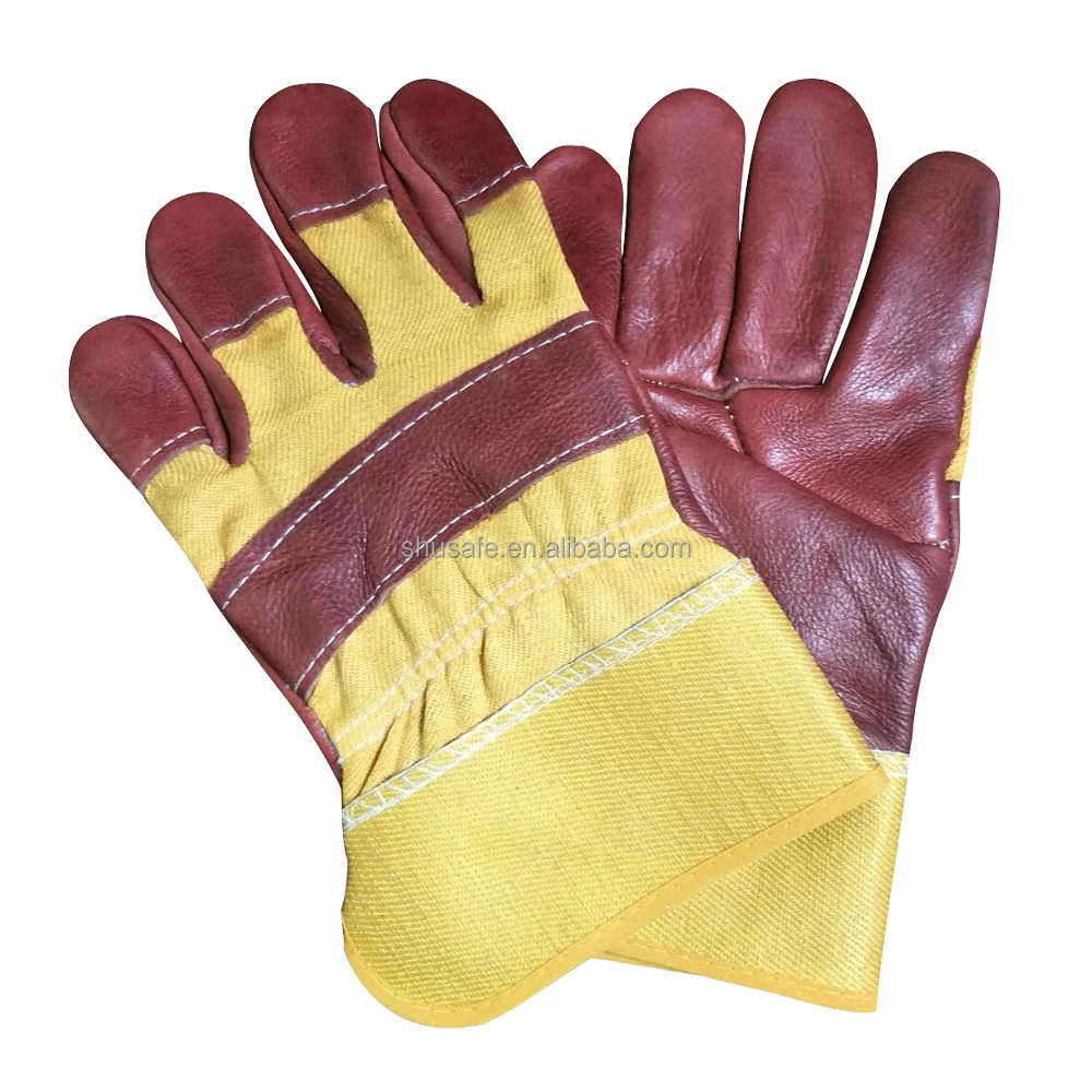 Gl1001 Safety Hand Gloves Past Cuff Leather Palm Rigger Working Gloves ...
