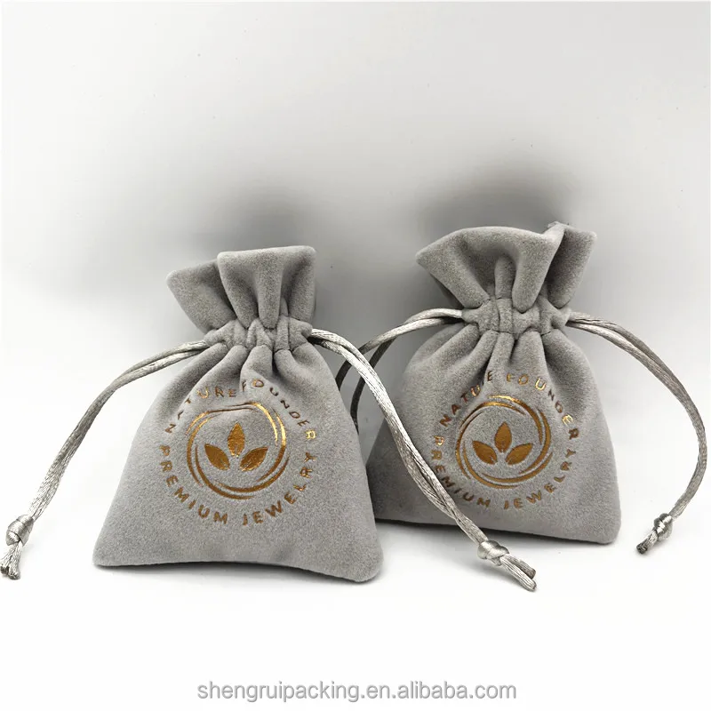 Luxury Velvet Pouches Custom Gold Stamping Logo Printed Velvet Jewelry ...