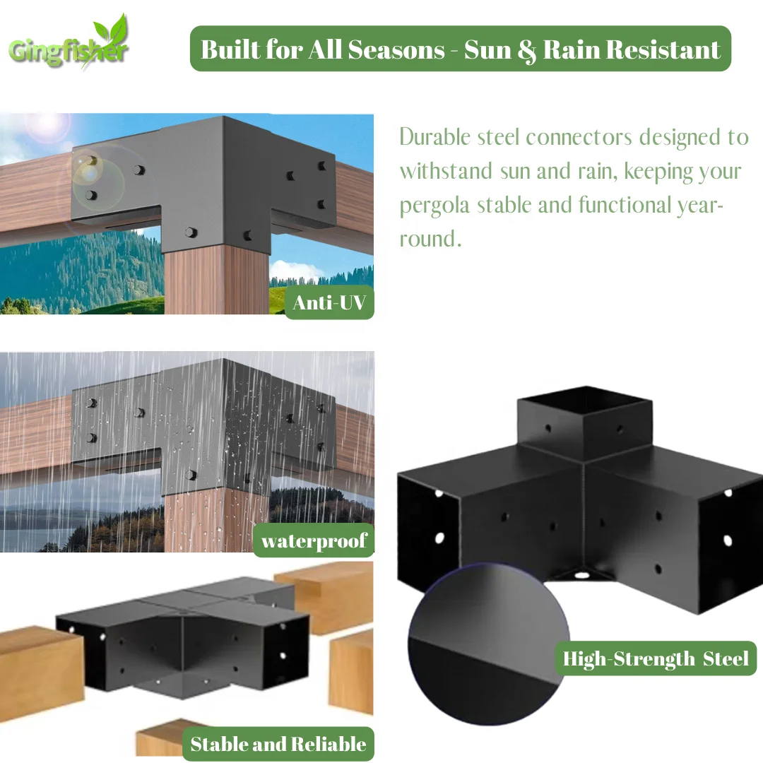 Pergola Brackets for Metal 4 Arm 4x4 - Durable & Easy Install