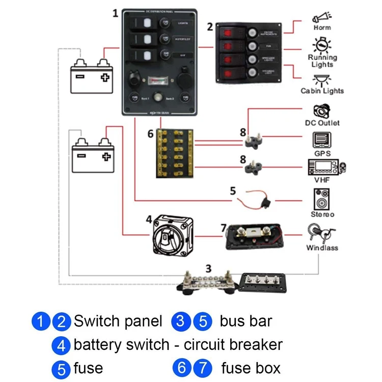 Automatic Marine Electric Busbar 4 Stud 3/8" M10 Post Battery Power Distribution Terminal Block ...