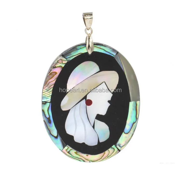 Mop300 Pretty Girl Pattern Natural Abalone Shell Pendants For Diy ...