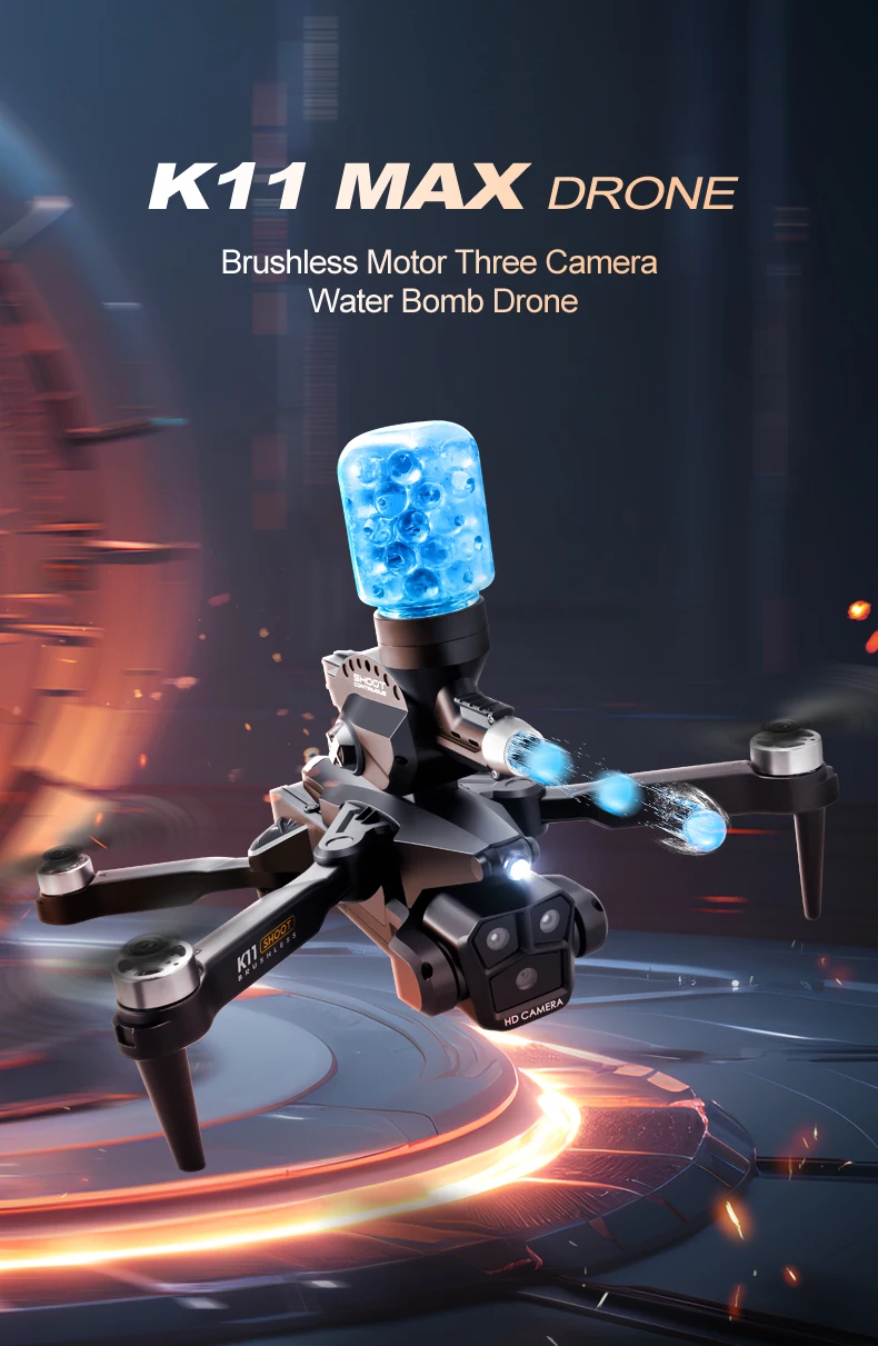 K11 MAX Brushless 4K/6K/8K Camera Shoot RC Drone 3 Len Optical Flow Folding Aircraft Water ...