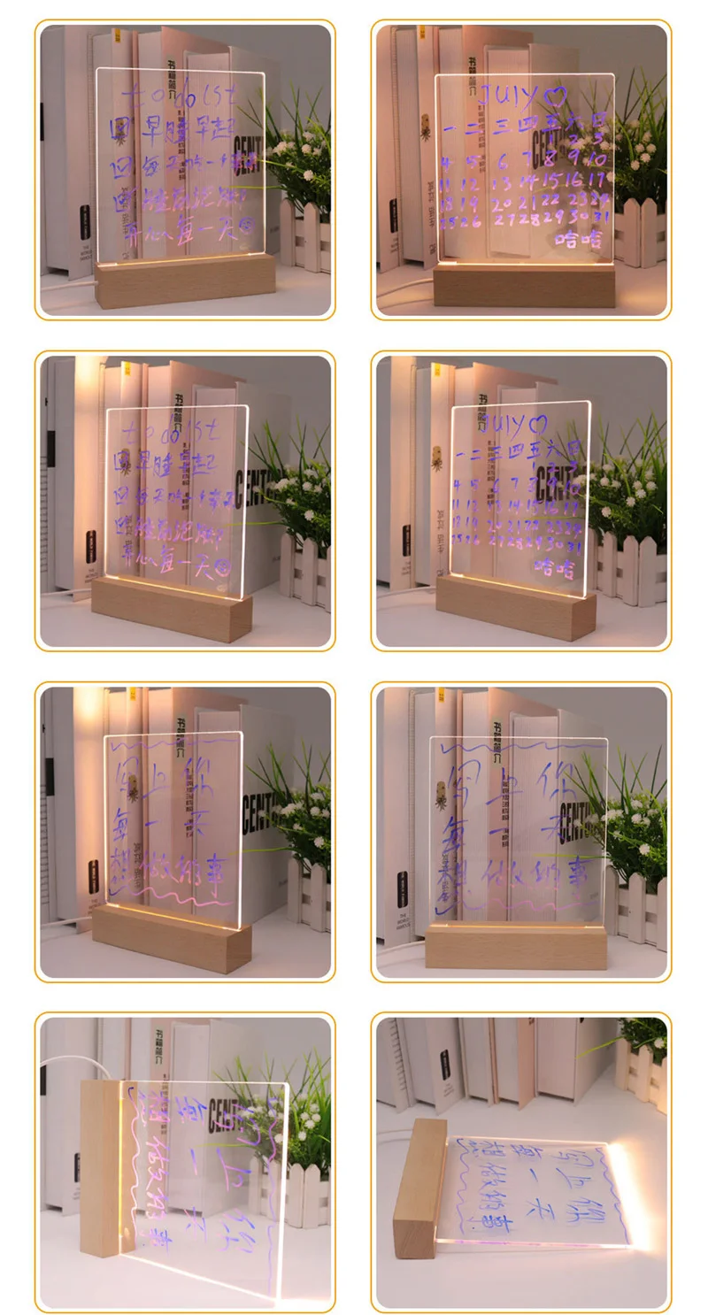 RGB Acrylic Display Rectangle Led Lights Display Base Wooden Lighted ...