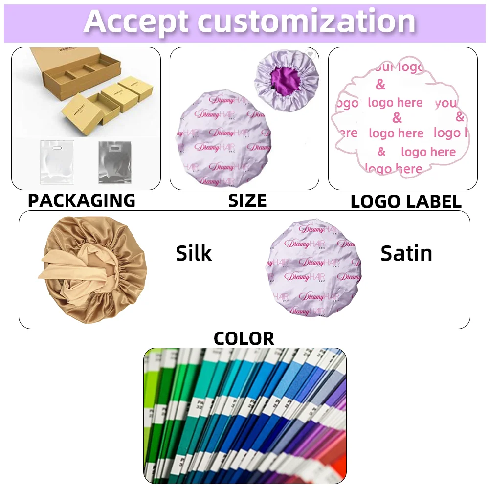 Custom Logo Double Layer Satin Bonnet - Versatile & Stylish