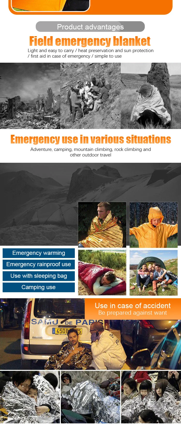 Survival Shelter First Aid Emergency Tent 1-2 Person Outdoor Waterproof ...