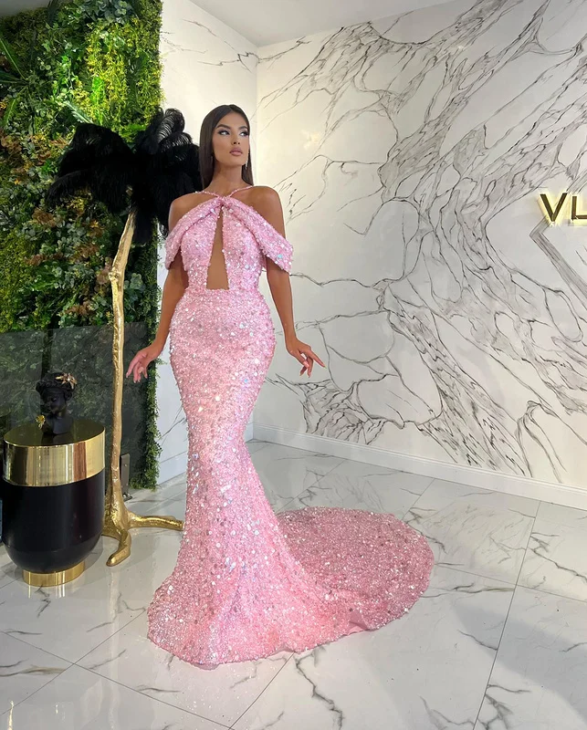 A7567 Fishing Custom Shimmering Pearl Vertical Shoulder Pink Mermaid ...