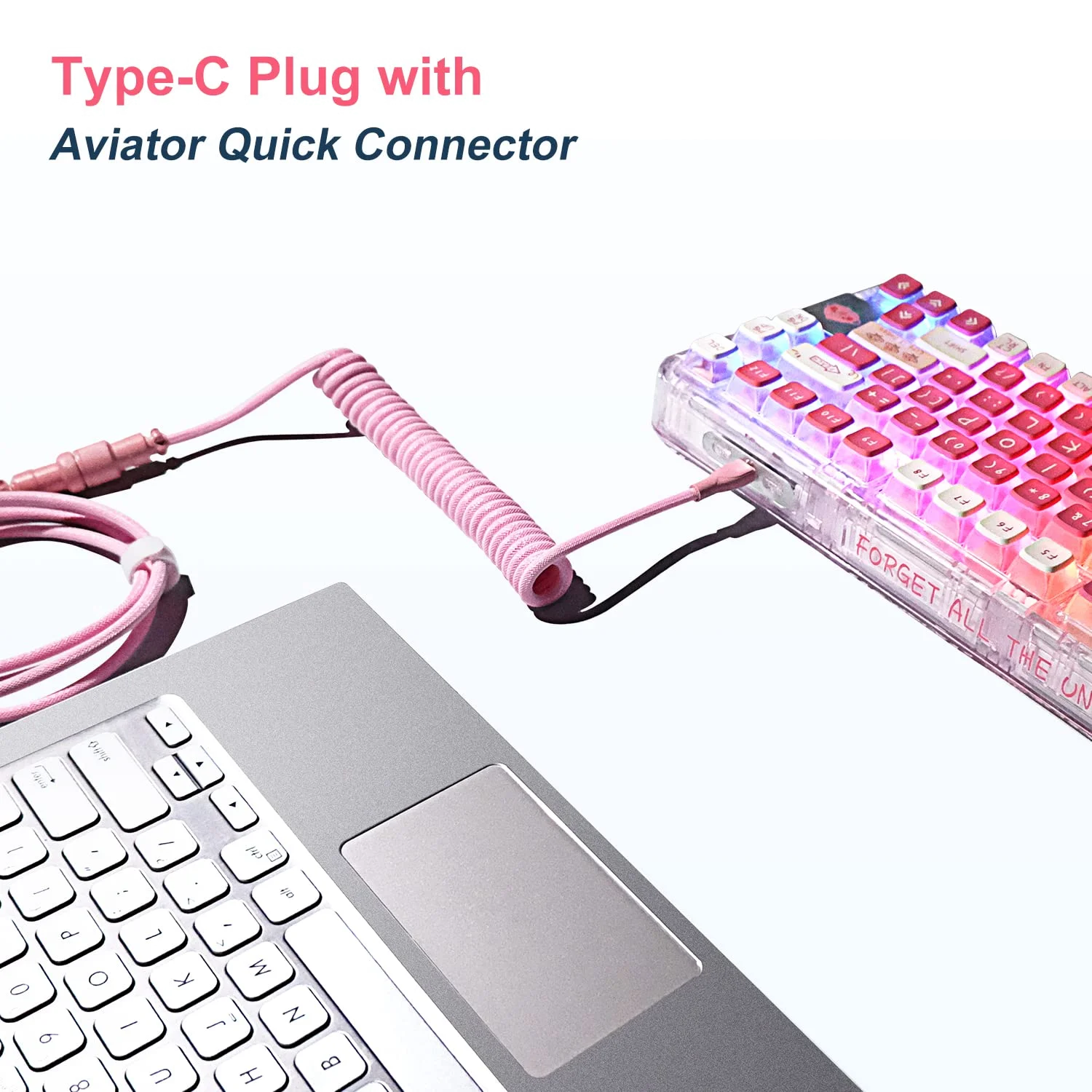 USB C Mechanical Keyboard Coiled Cable, Braided Double Sleeved Type C ...
