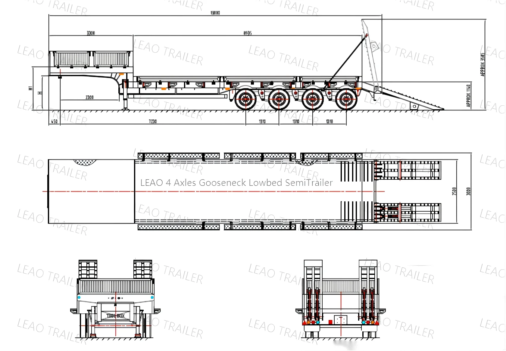 60ton 100ton 12 Wheelers Container Chassis Loader Lowbed Truck Low Bed ...