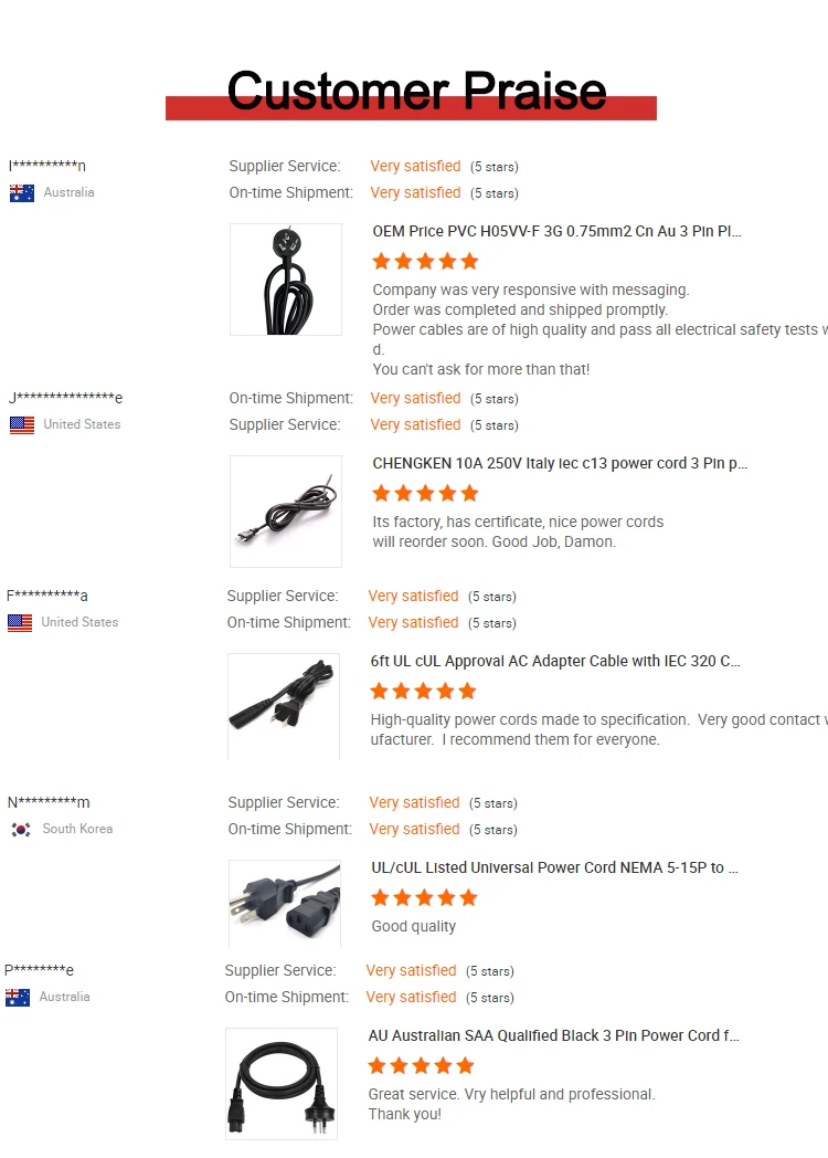 Us Saa Kema/keur Ukca Pse Jet Ccc Certification Power Cord With Iec End Plugs Power Extension ...