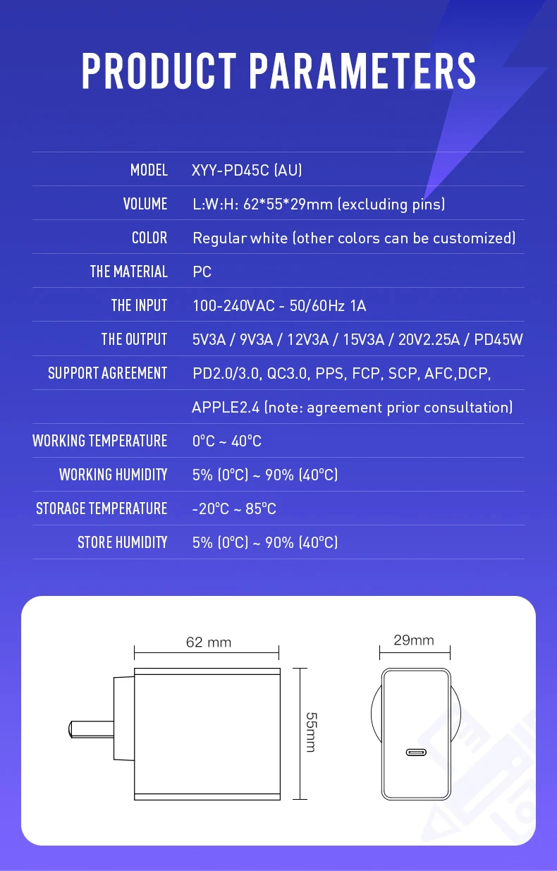Orginal Supper Fast Usb C Pd 45w Chargers For Iphone 13 Pro Max Type C Charger Au 45 W - Buy ...