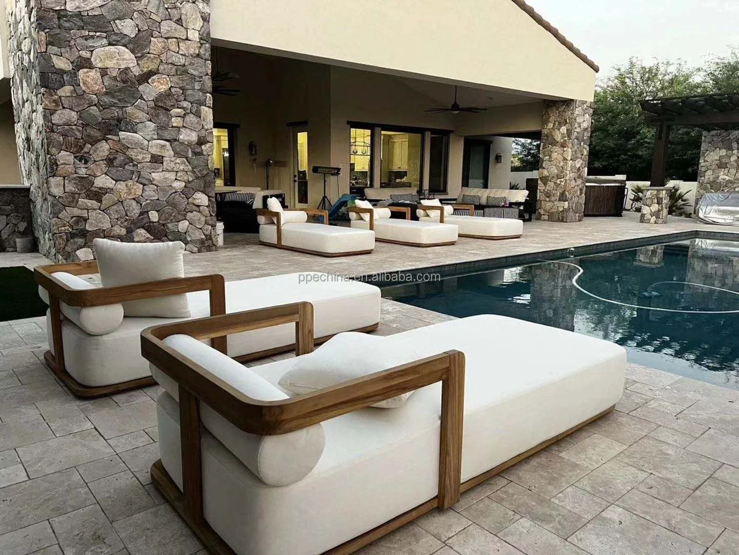 Teak Sunbed Beach Sun Loungers - Durable Outdoor Furniture