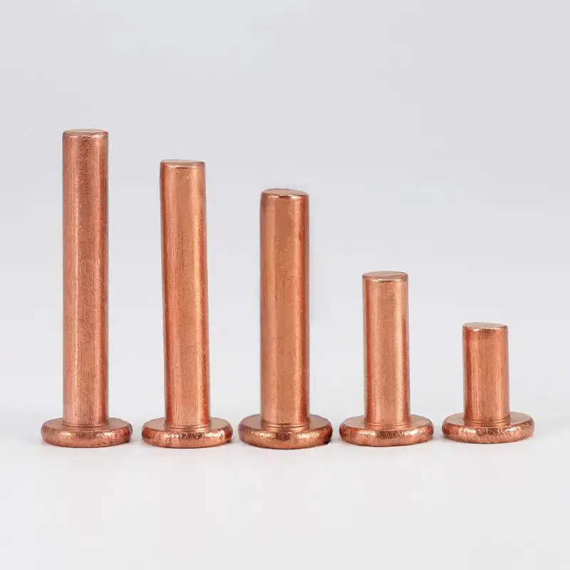 Red Copper Flat Head Solid Rivets GB109 Flat Cap Copper Rivets Hand Striking Type Rivets M1 ...