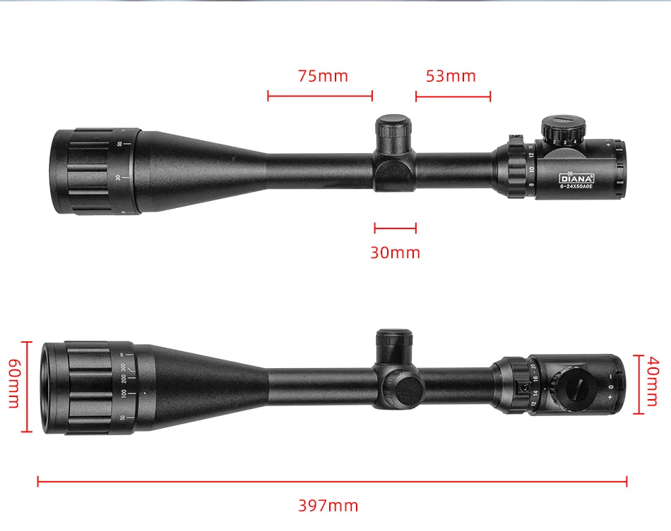 Diana 6-24x50 Aoeg Hunting Scope Red Green Illuminated Wire Reticle ...