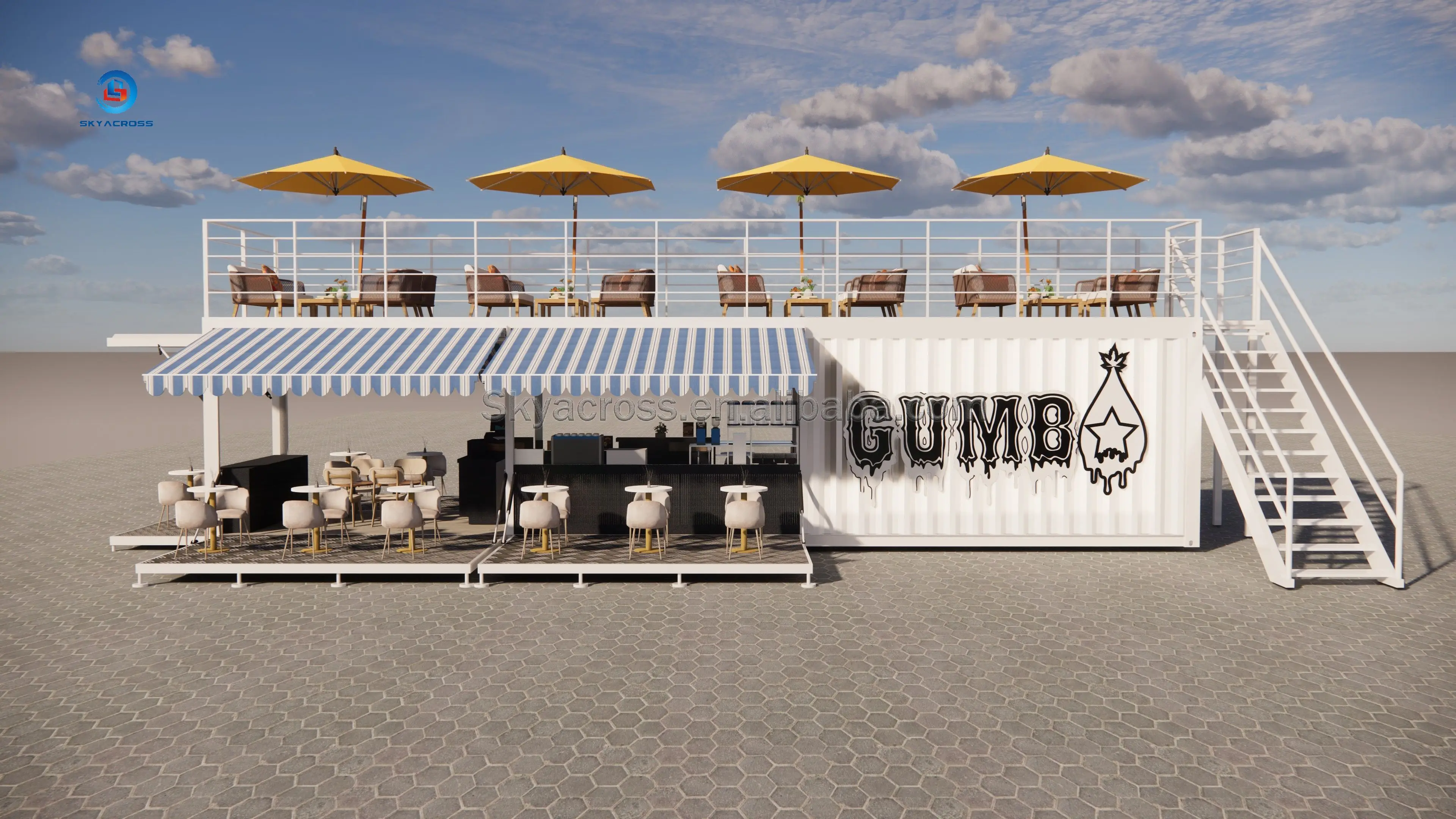 40FT Two-Story Pop-up Shop Container - Ideal for Coffee & More