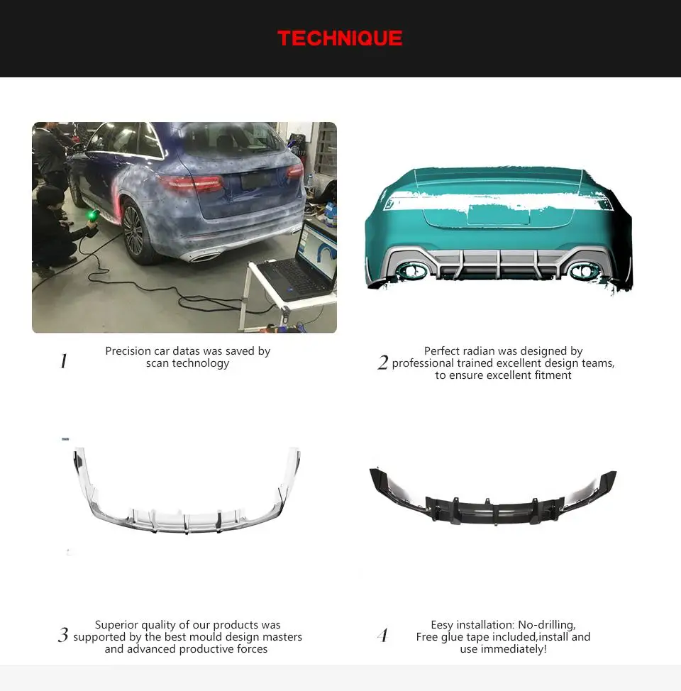 Jcsportline Carbon Fiber Rear Diffuser for Audi RS7 2020-2021