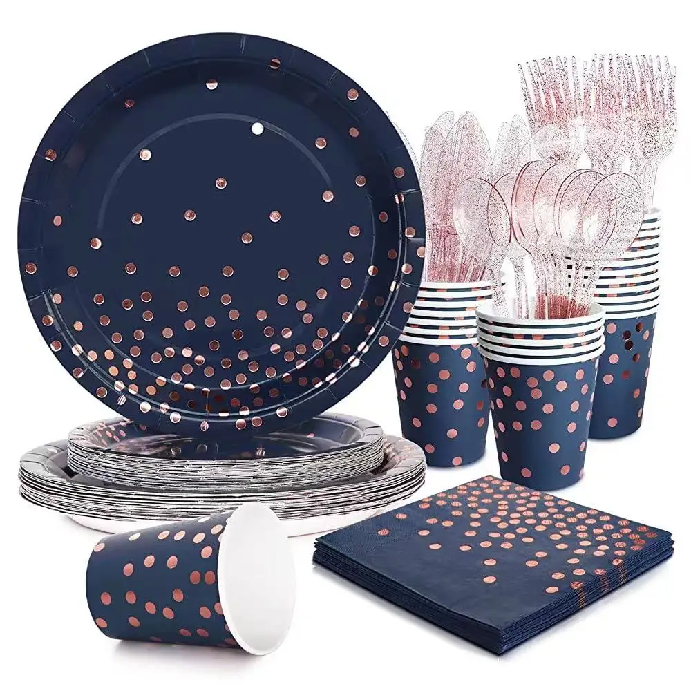 Disposable Paper Cup Plate Dinnerware & Tableware Party Supply Kit And ...