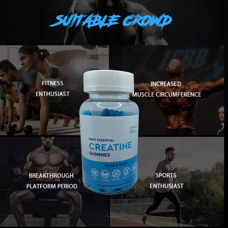 Pure Creatine Gummies Creatine Monohydrate Chewing Candy For Muscle Growth And Workout Recovery ...