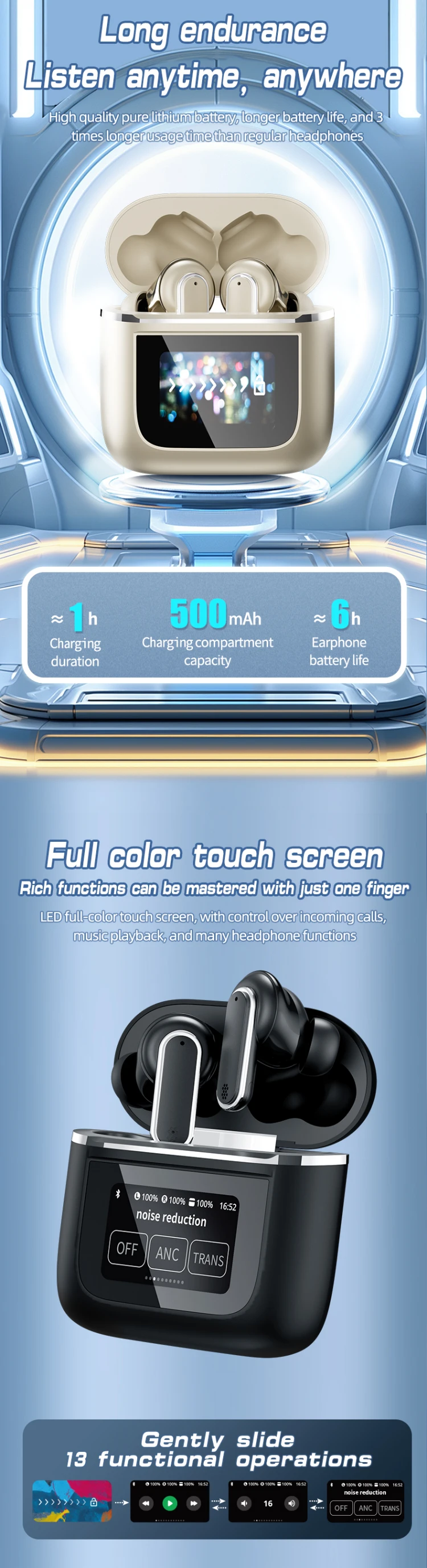 YX27 TWS Earbuds - Active Noise Cancellation & HD Stereo