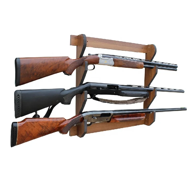 Wall Mount Gun Rack Indoor 3 Rifle Shotgun Wall Storage Display Rack ...
