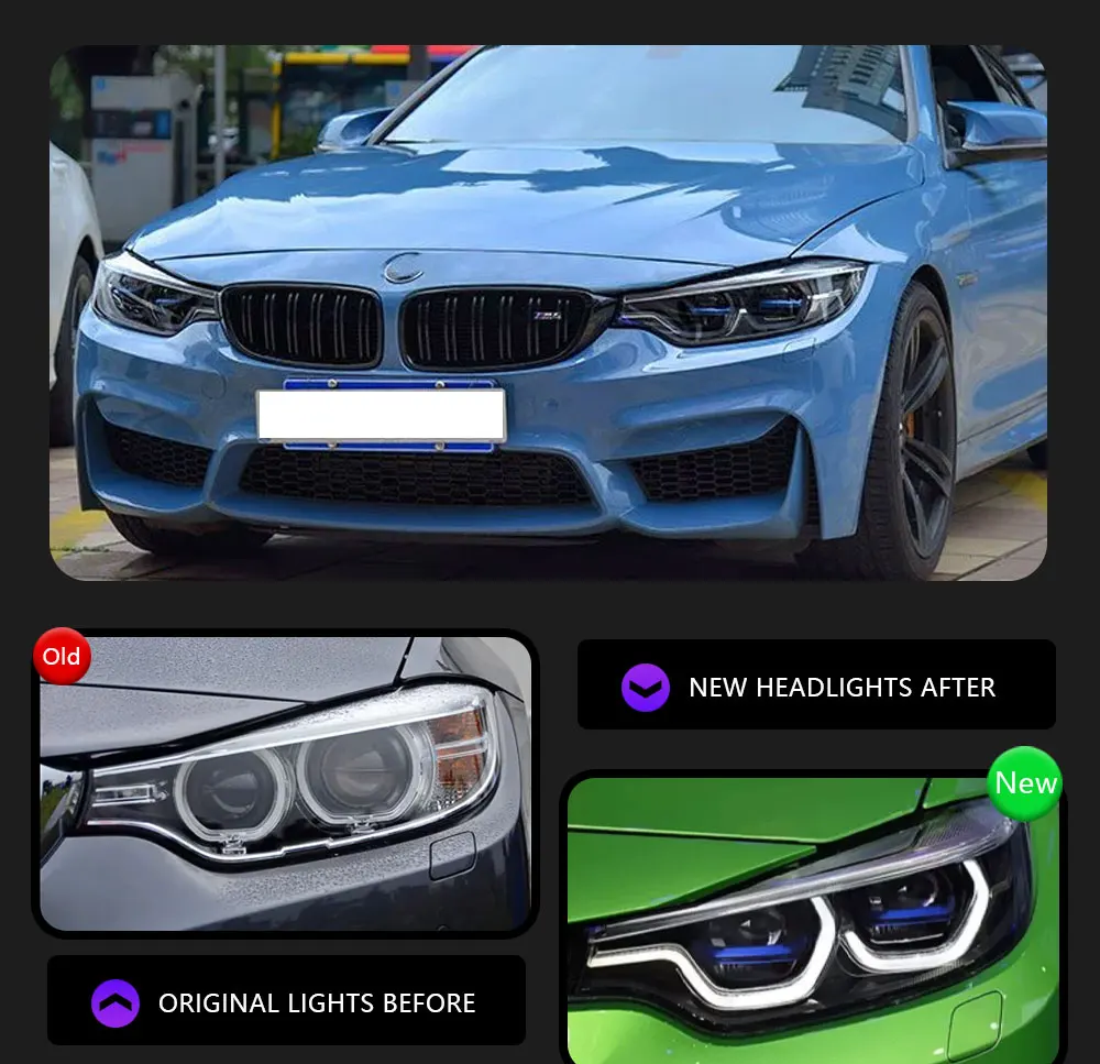 Typy For Bmw 4 Series 2013-2015 F32 F33 F36 M4 Headlights Blue Drl ...