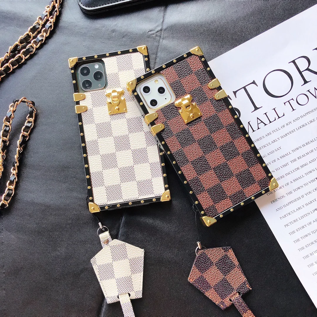 Designer Brand Luxury Pu Leather Phone Case With String For Iphone ...