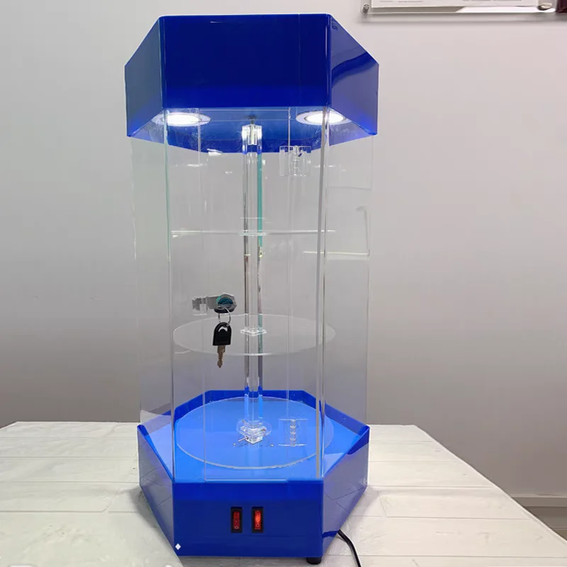 3-Tier Rotating Acrylic Display Showcase with LED Lighting Perfume ...