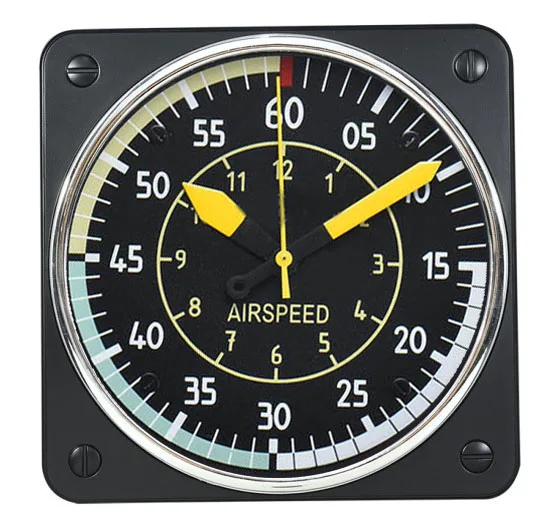 Wall Clock with Aircraft Instrument Airspeed Altimeter Turn Coordinator ...