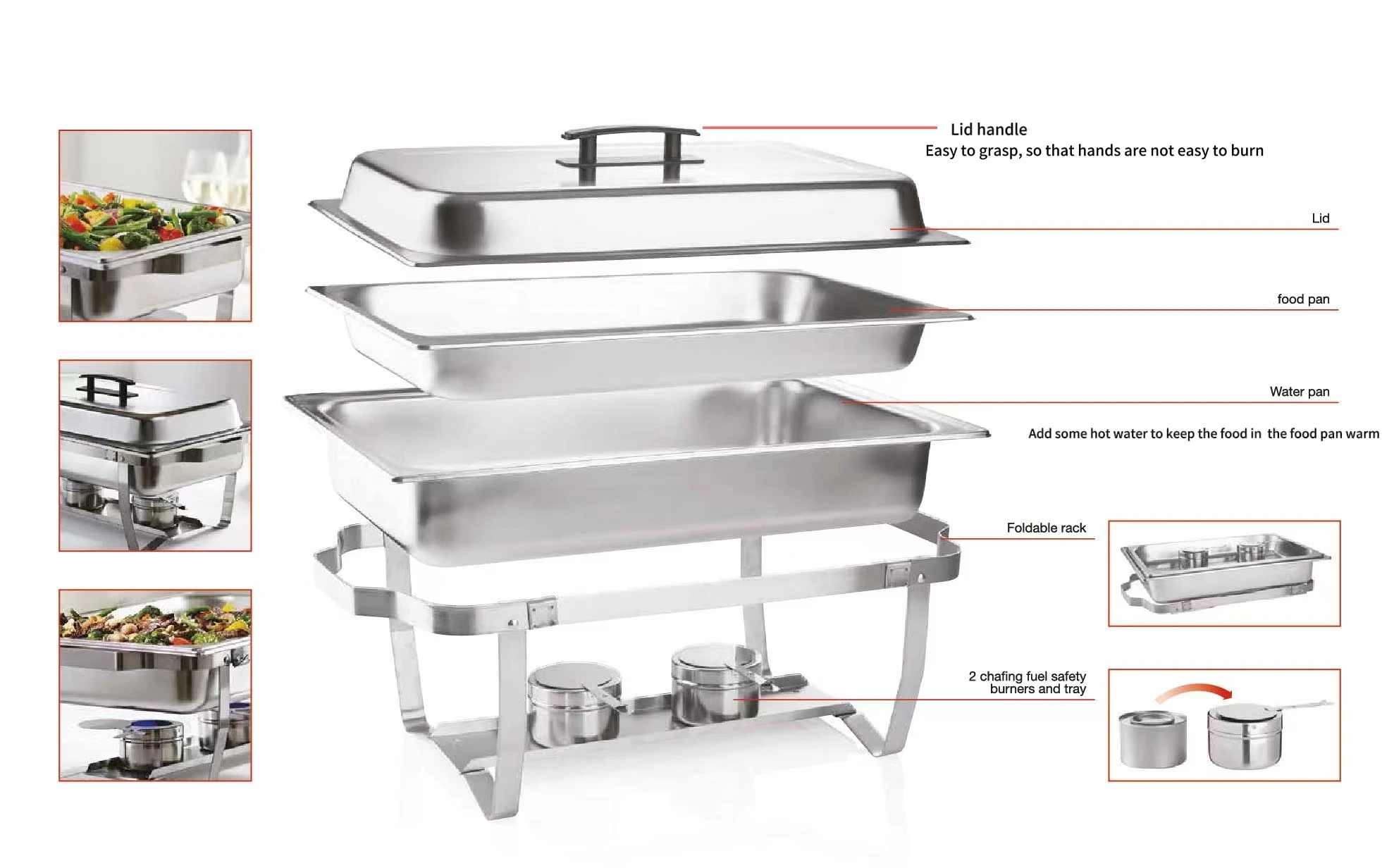 Restaurant Stainless Steel Hotel Chafing Dishes Catering Equipment ...