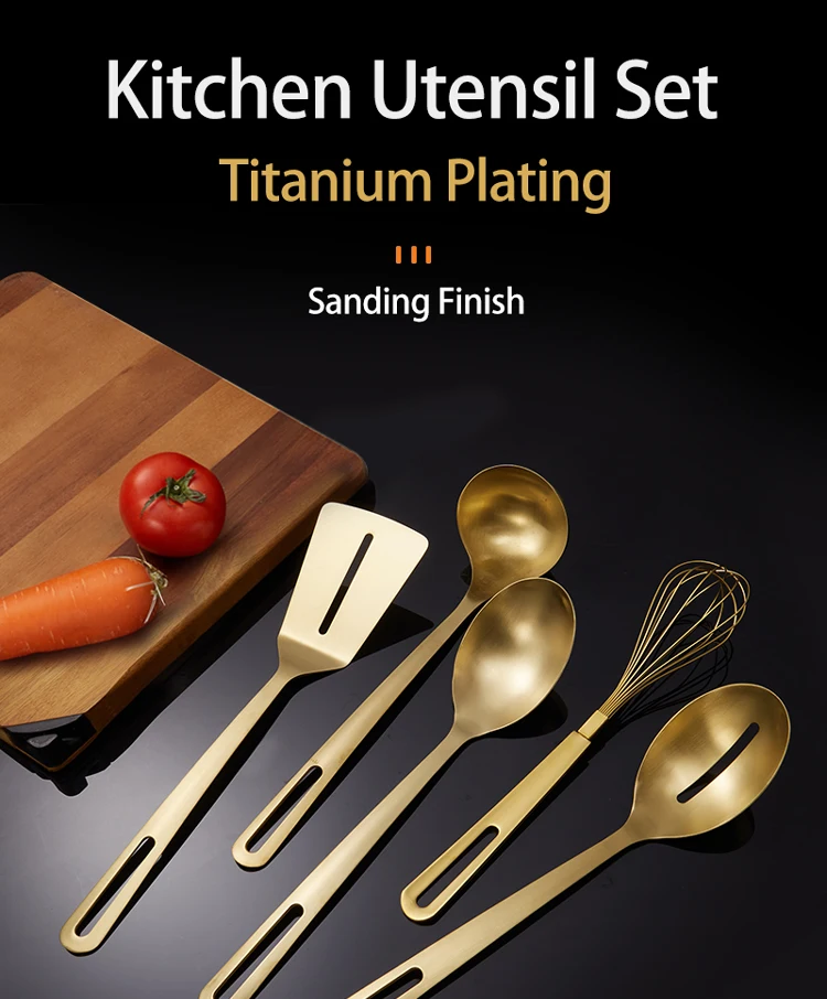 5 PCS Titanium Plated Kitchen Utensil Set - Luxury & Durability