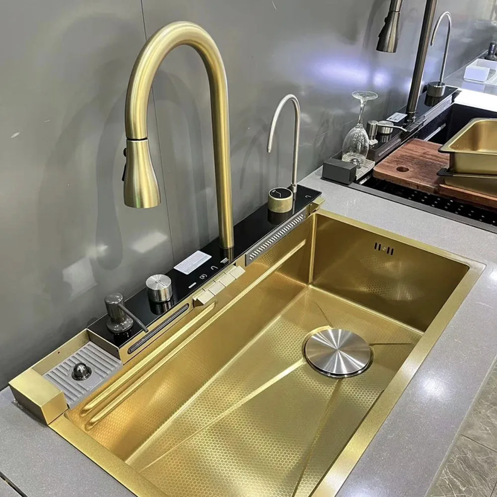 MCBKRPDIO Gold SUS Modern Stainless Steel Kitchen Sink with Digital ...