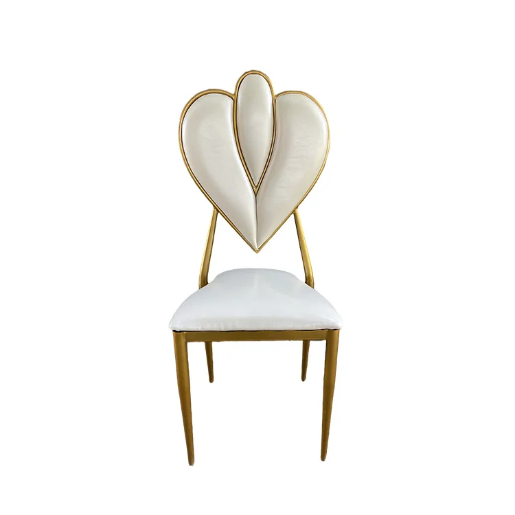 Heart Shape Leather Back Stackable Gold Banquet Wedding Chairs ...