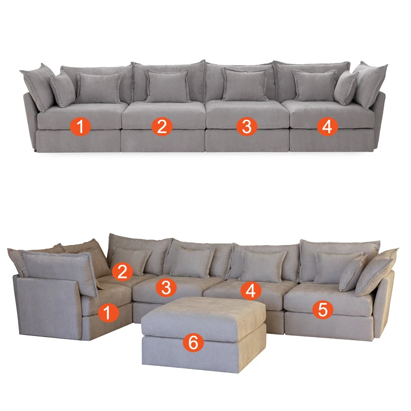3 Seater Sofa And Double Chaise Convertible Sectional Sofa U Shaped ...