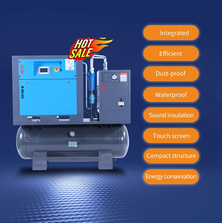 7.5kw 10hp All In 1 Screw Air Compressor Electric Air Compressor 380v ...