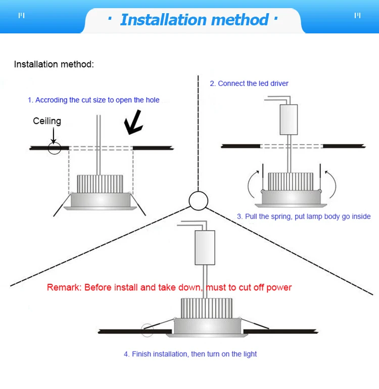 Black White Deep Cup Ceiling Downlight Recessed Down Lamps Indoor ...