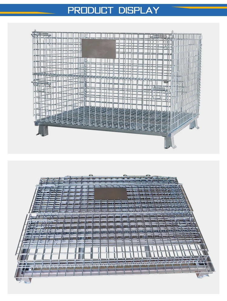 Customized Supermarket Stackable Foldable Steel Wire Cage Warehouse ...