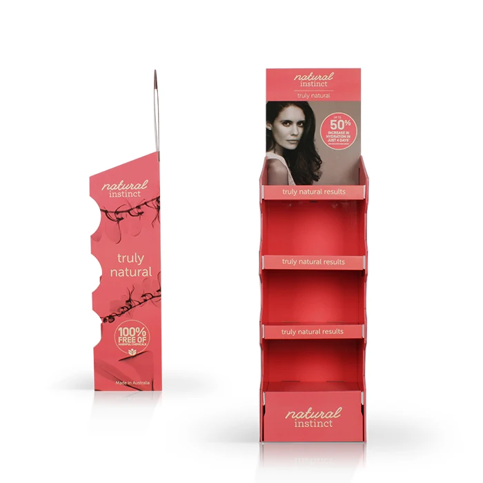 Custom 3 Tiers Shampoo Cardboard Floor Display Stand In Supermarket ...