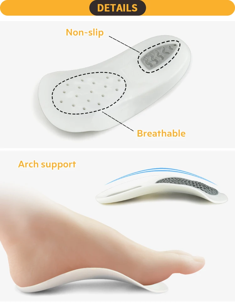 TPR Nano Material 3/4 Arch Support Pad Orthopedic Insoles with Massage ...