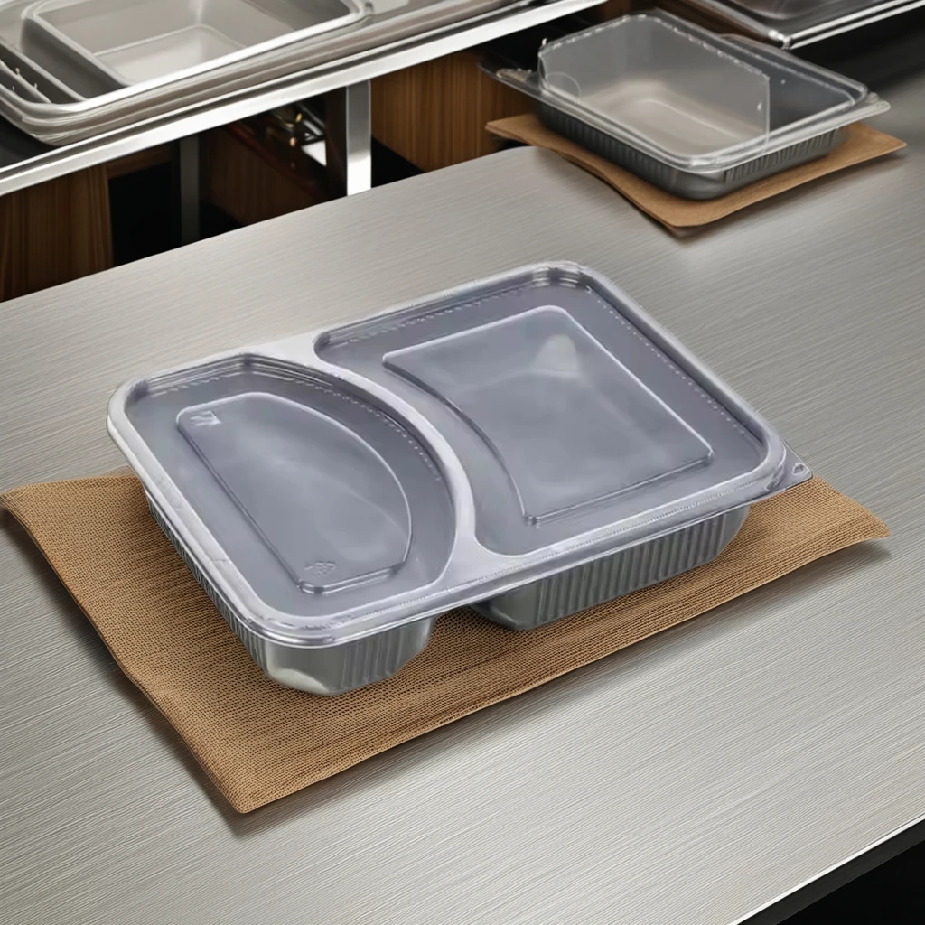 1000ml 2-compartments Disposable Plastic Lunch Box Rectangle Fast Food ...