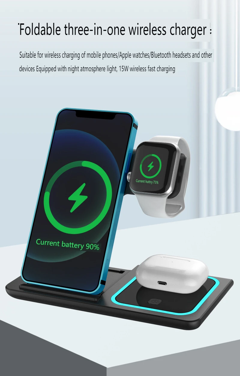Multifunctional Wireless Charger Fast 3 In 1 4 In 1 Charging Desktop ...
