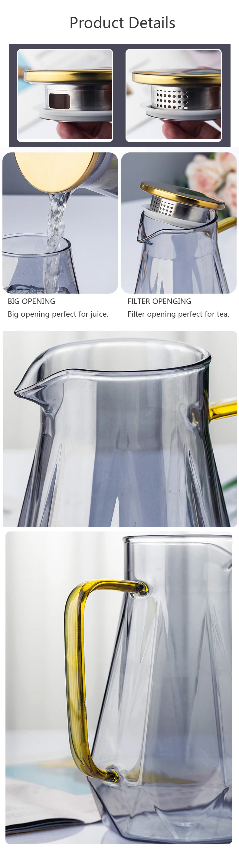 Elegant Thick Glass Water Pitcher with Diamond Pattern