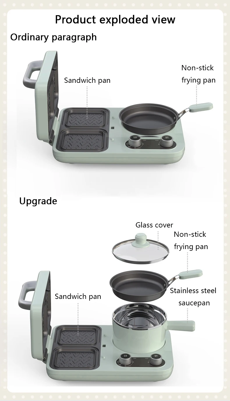 3 in 1 Breakfast Maker - Toast Oven, Coffee Pot & Frying Pan